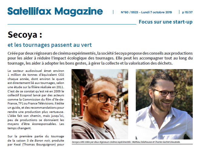 Secoya (conseils "verts" aux productions) : focus sur une start-up ...