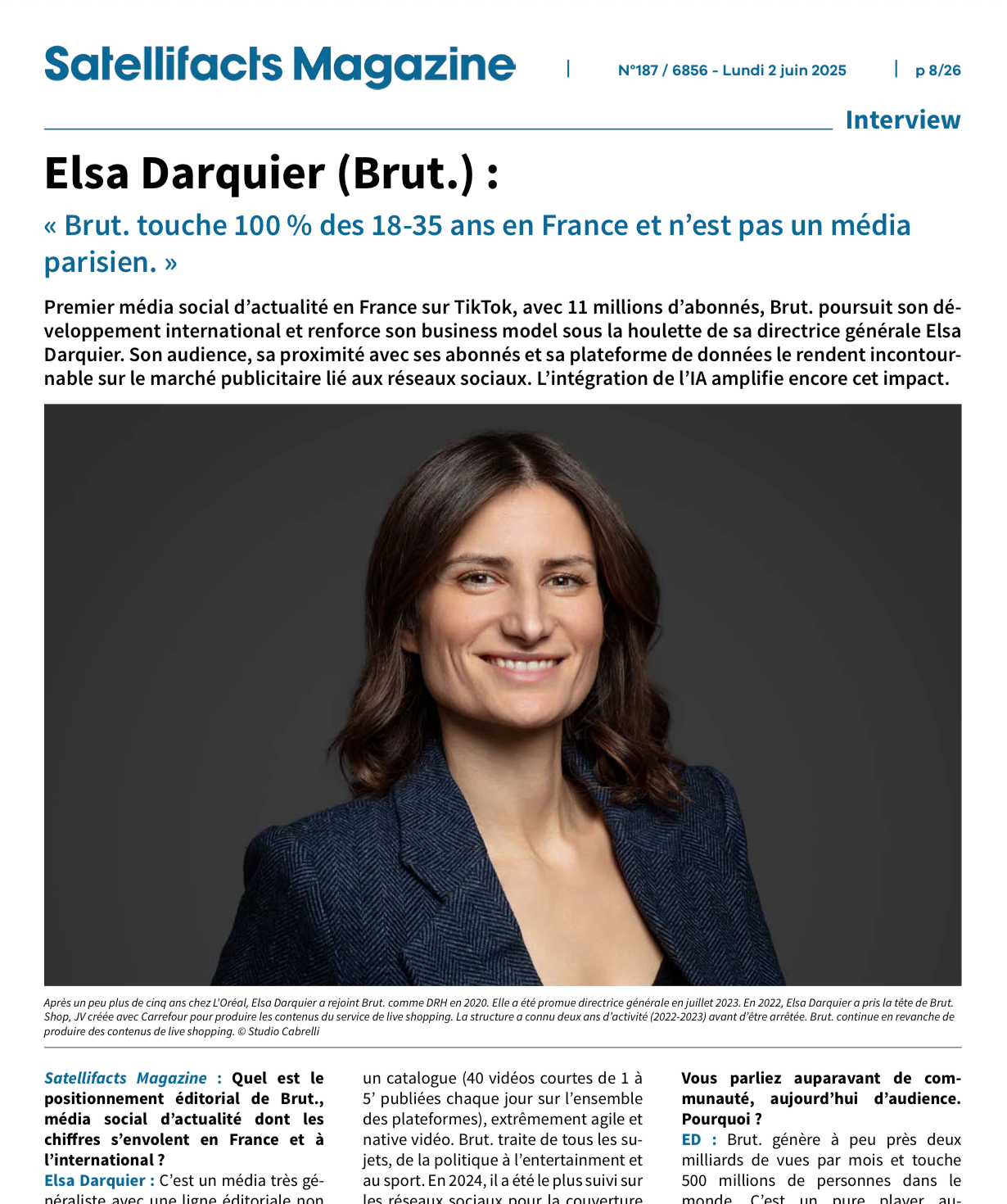 Satellifacts Magazine 02/06/2025 - Elsa Darquier (Brut.) : « Brut ...